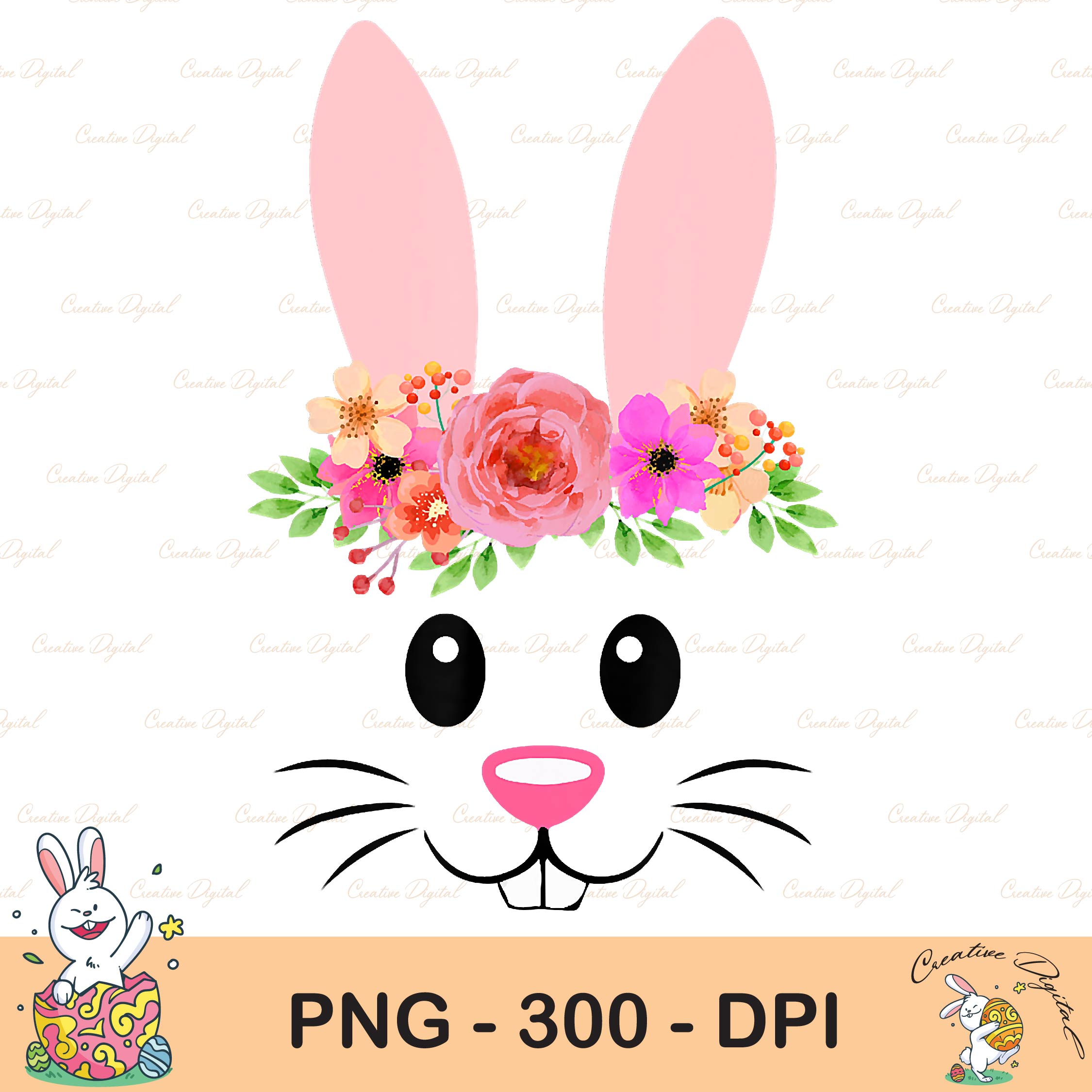 Cute Easter Bunny Face Sublimation, Happy Easter Png, Cute E | Inspire ...