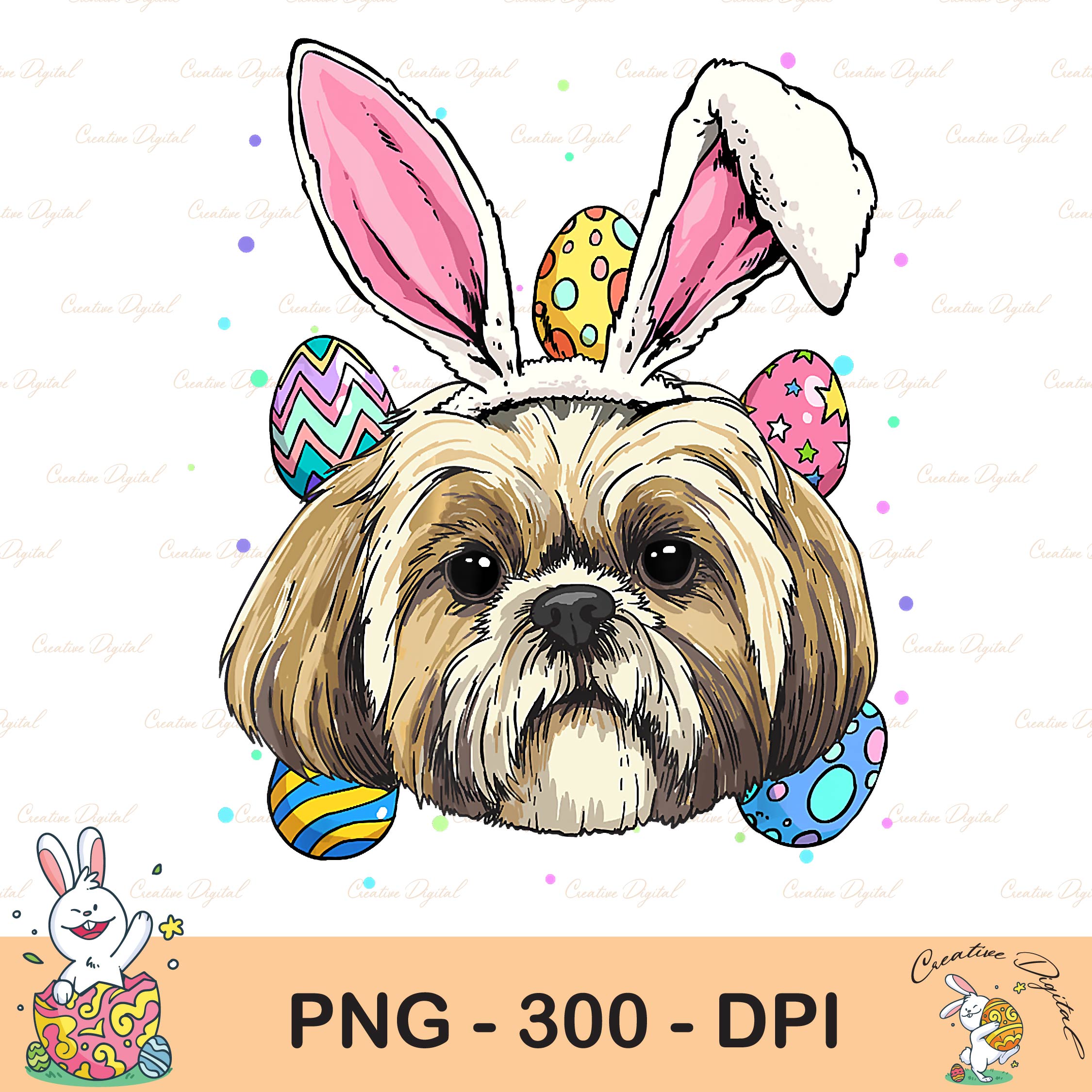 Easter Bunny Shih Tzu Dog Sublimation, Happy Easter Png, Cut | Inspire ...