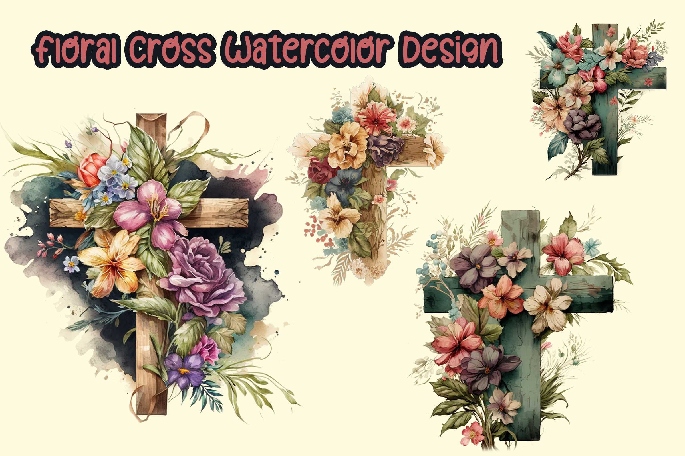 Floral Cross Watercolor Design | Inspire Uplift