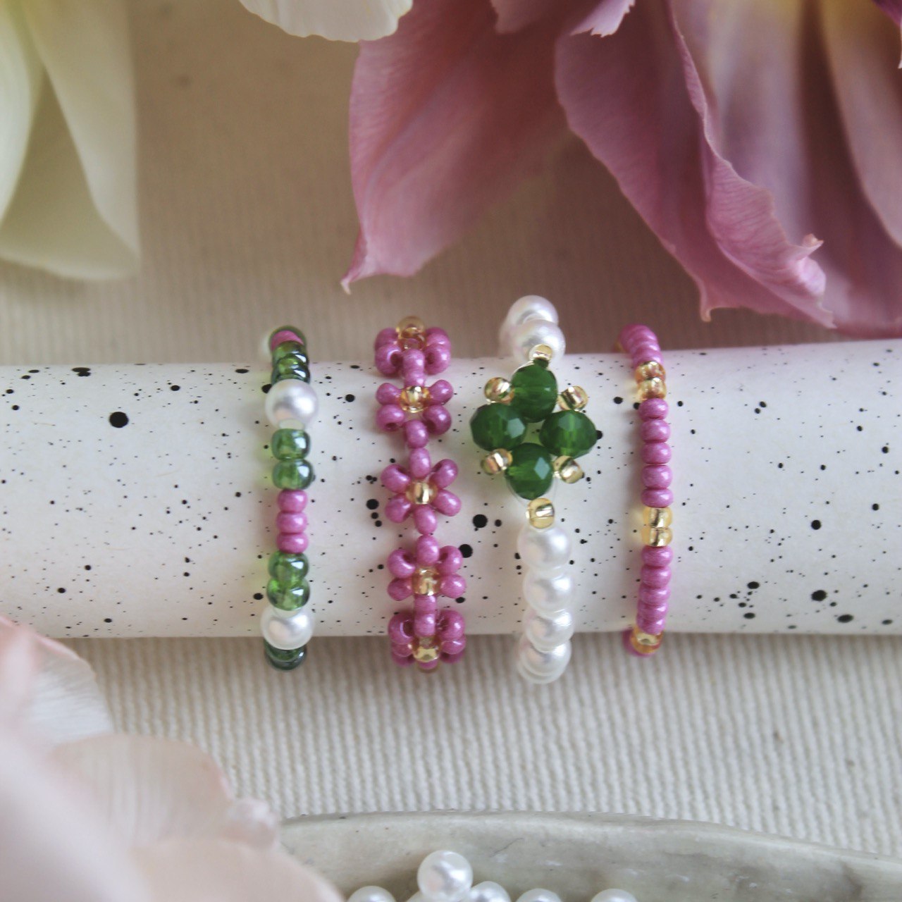 Spring flower rings , Floral pink ring , Rings set , Cute je | Inspire ...