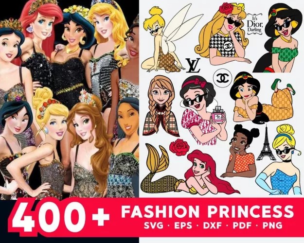 FASHION PRINCESS SVG BUNDLE - Mega Bundle svg, png, dxf, Fil - Inspire ...