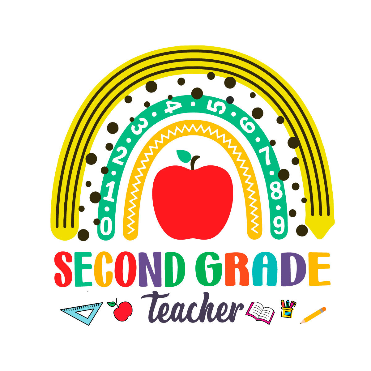 Back To School Shirt Svg Second Grade Teacher Rainbow Vector - Inspire ...
