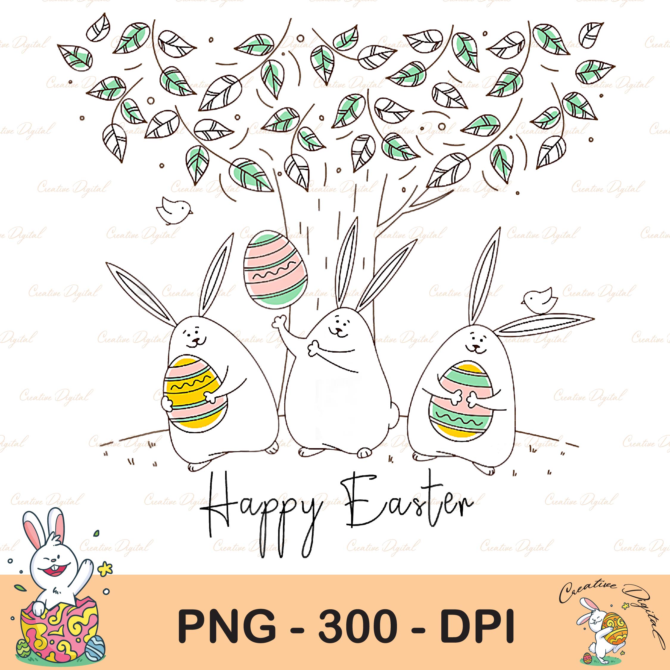 Happy Easter Sublimation, Easter Hoppy Bunny Fun Sublimation | Inspire Uplift