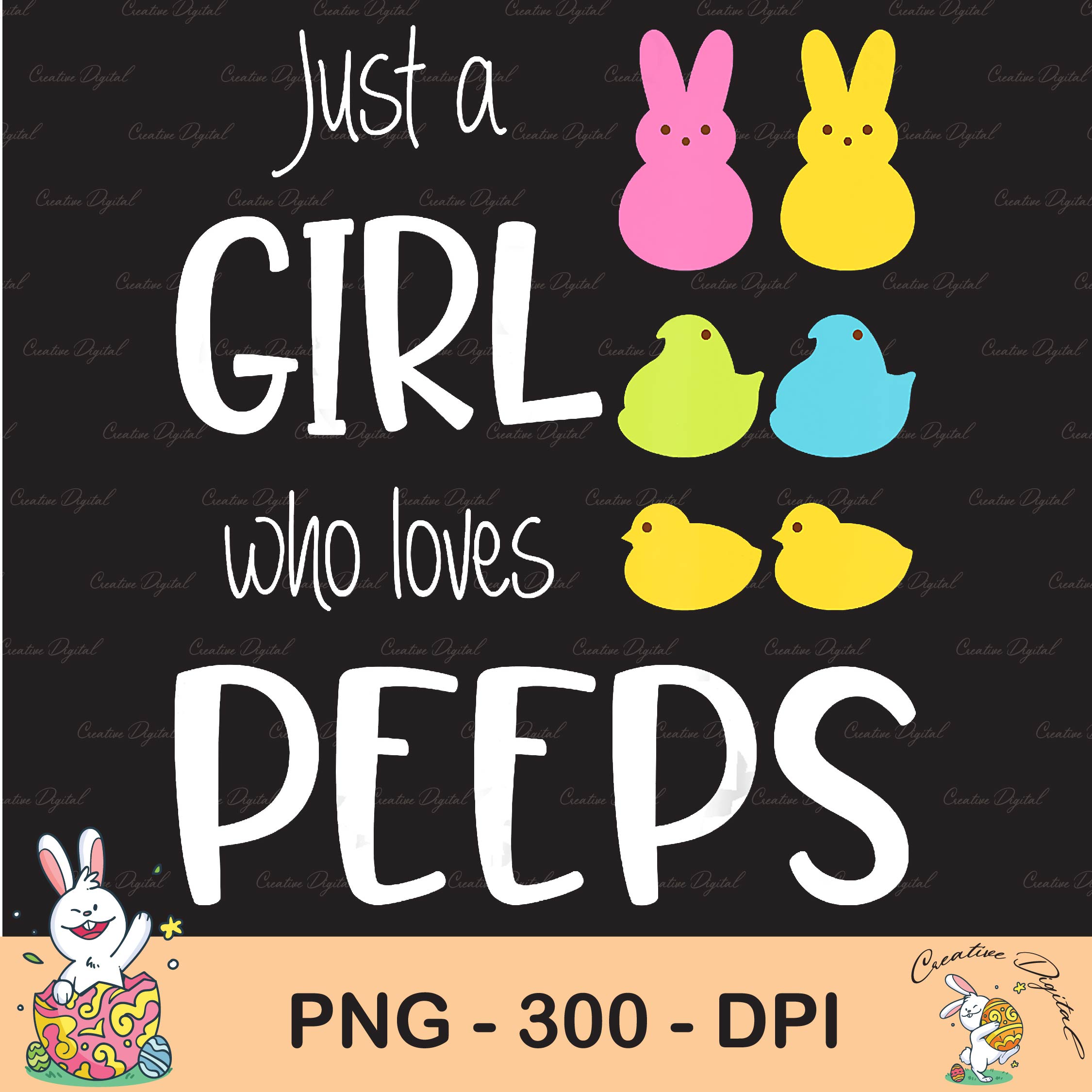 Just A Girl Who Loves Peeps Marshmallows Lovers Easter Day S - Inspire ...