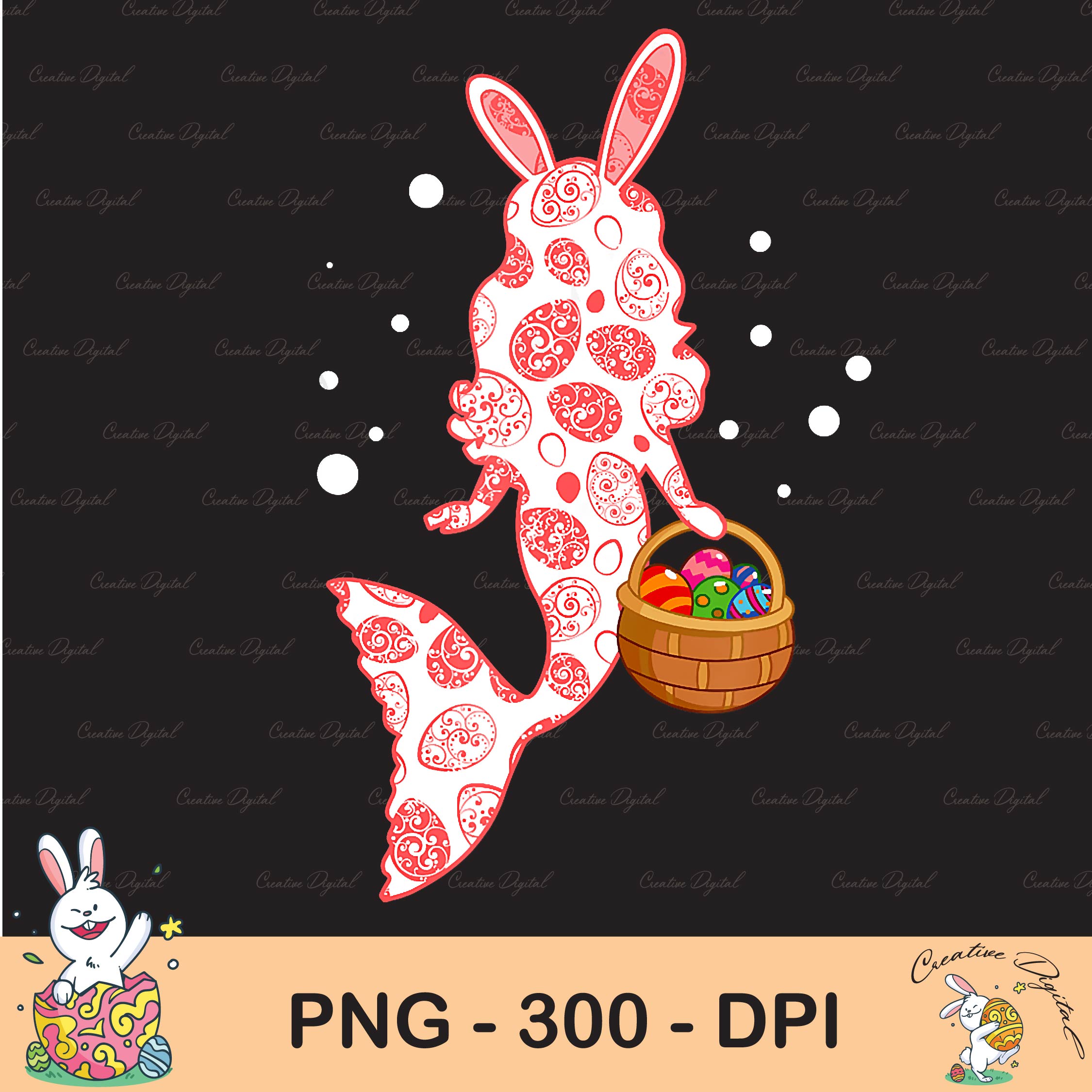 Mermaid Rabbit Bunny Easter Sublimation, Egg Sublimation, Ap | Inspire ...