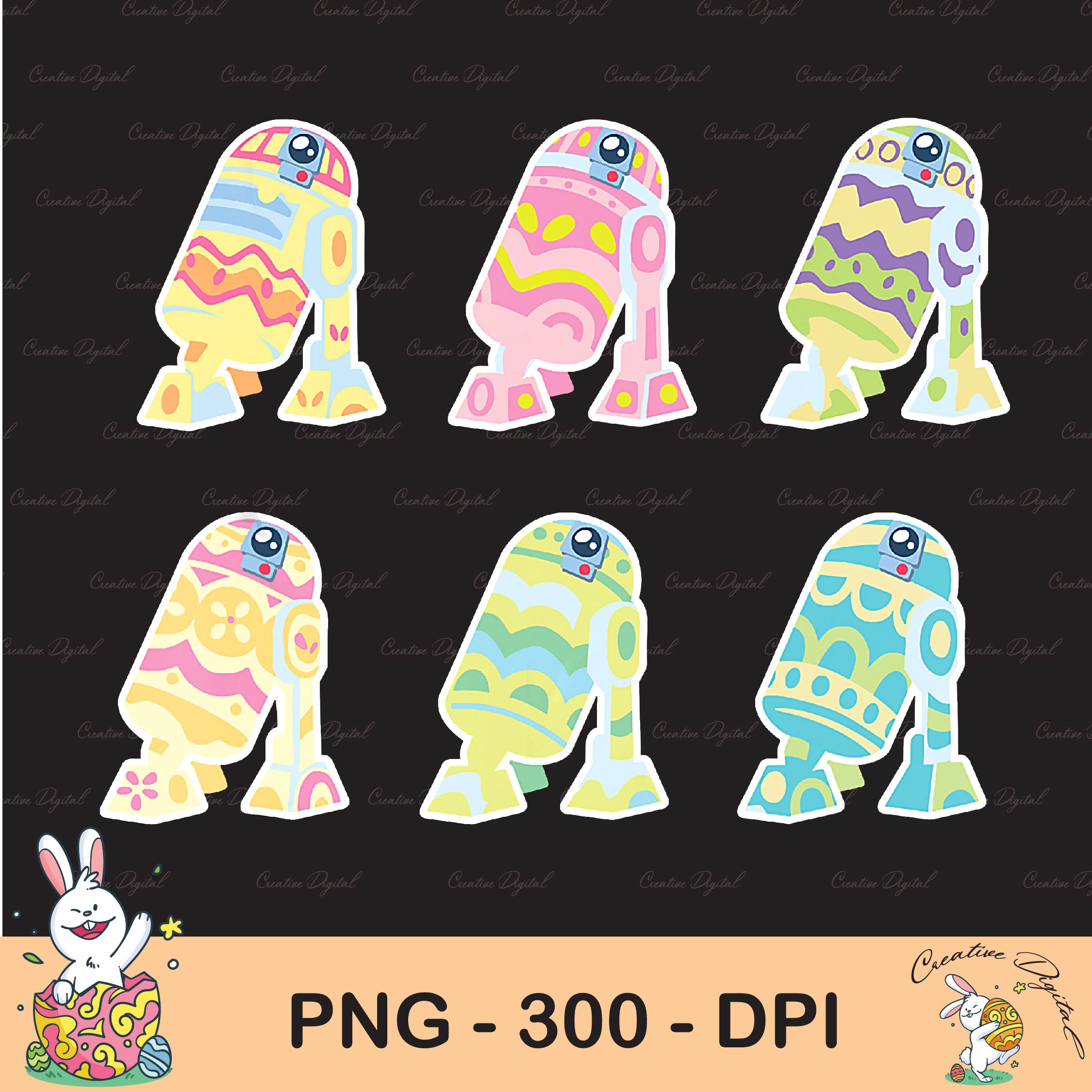 Star Wars R2-D2 Pastel Easter Eggs Sublimation, Happy Easter - Inspire ...
