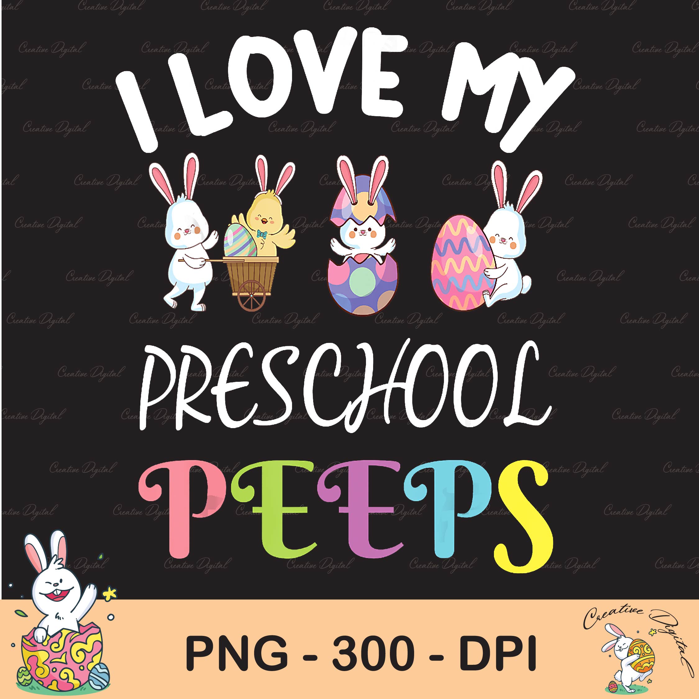 Teacher Easter Sublimation, I Love My Preschool Peeps Bunnie - Inspire ...