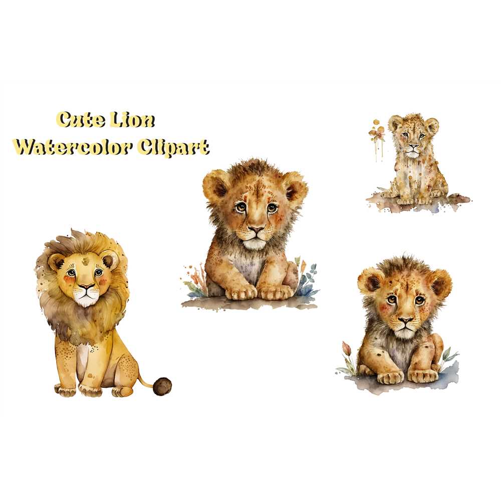Cute Lion Watercolor Clipart | Inspire Uplift