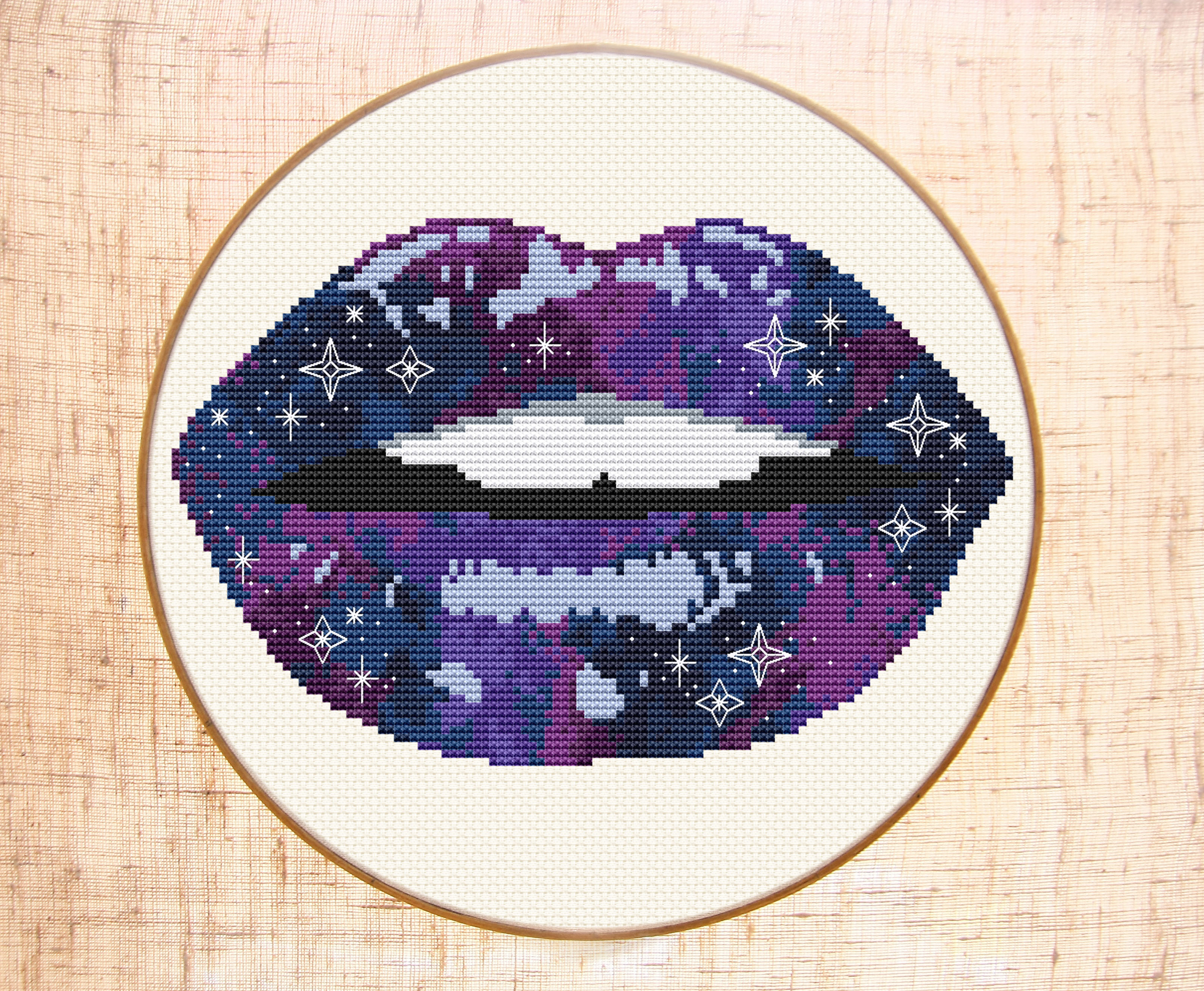 Space cross stitch pattern Modern cross stitch Galaxy Lips c | Inspire ...