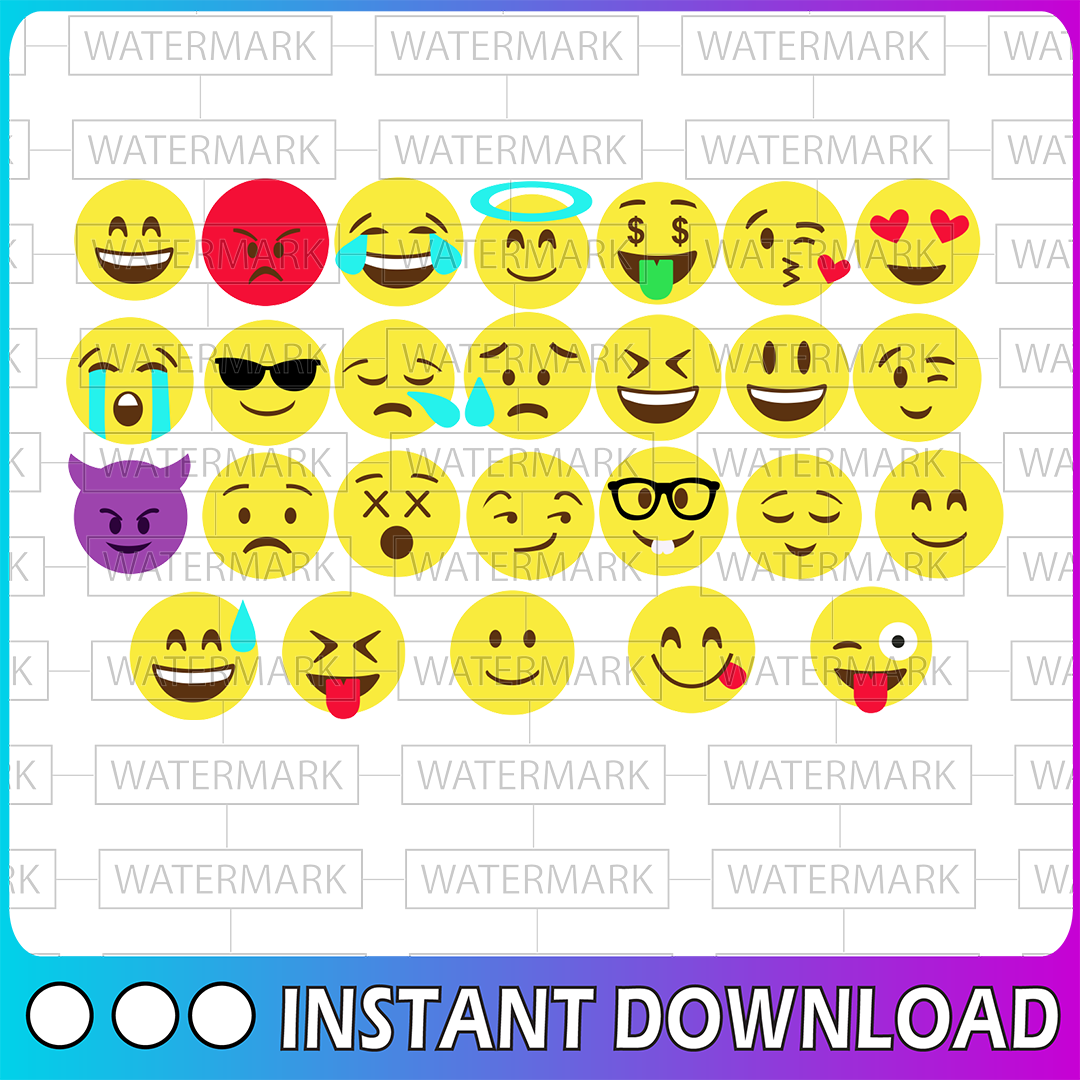 Emoji SVG Mega Bundle - Emoji Clipart Pack - Emoji PNG Files | Inspire ...