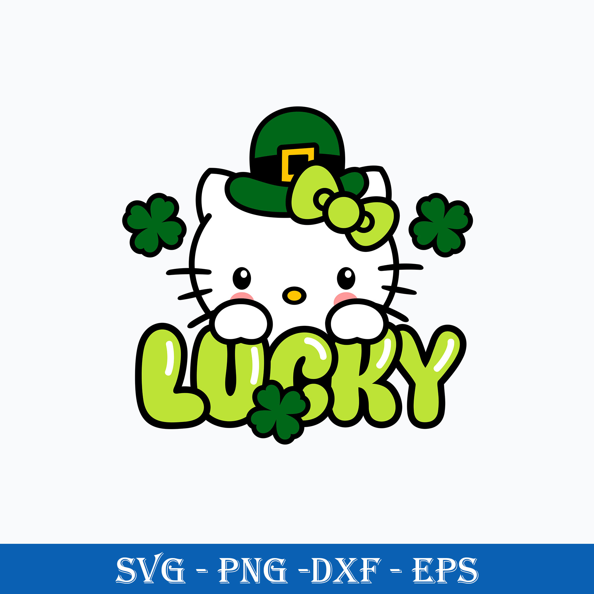 Lucky Hello Kitty Svg, St Patrick Day Kitty Svg, St Patrick | Inspire ...