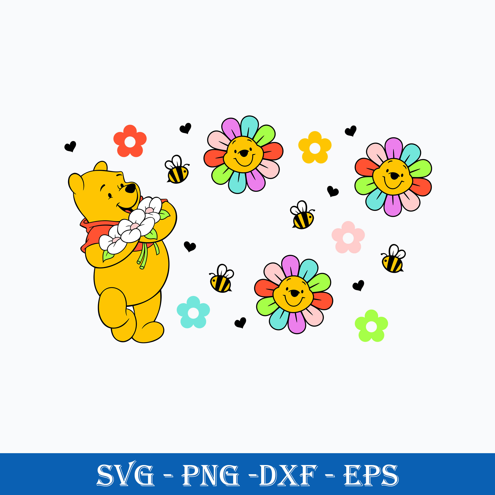 Rainbow Sunflower Pooh Svg, Pooh Sunflower Svg, Winnie The P - Inspire ...