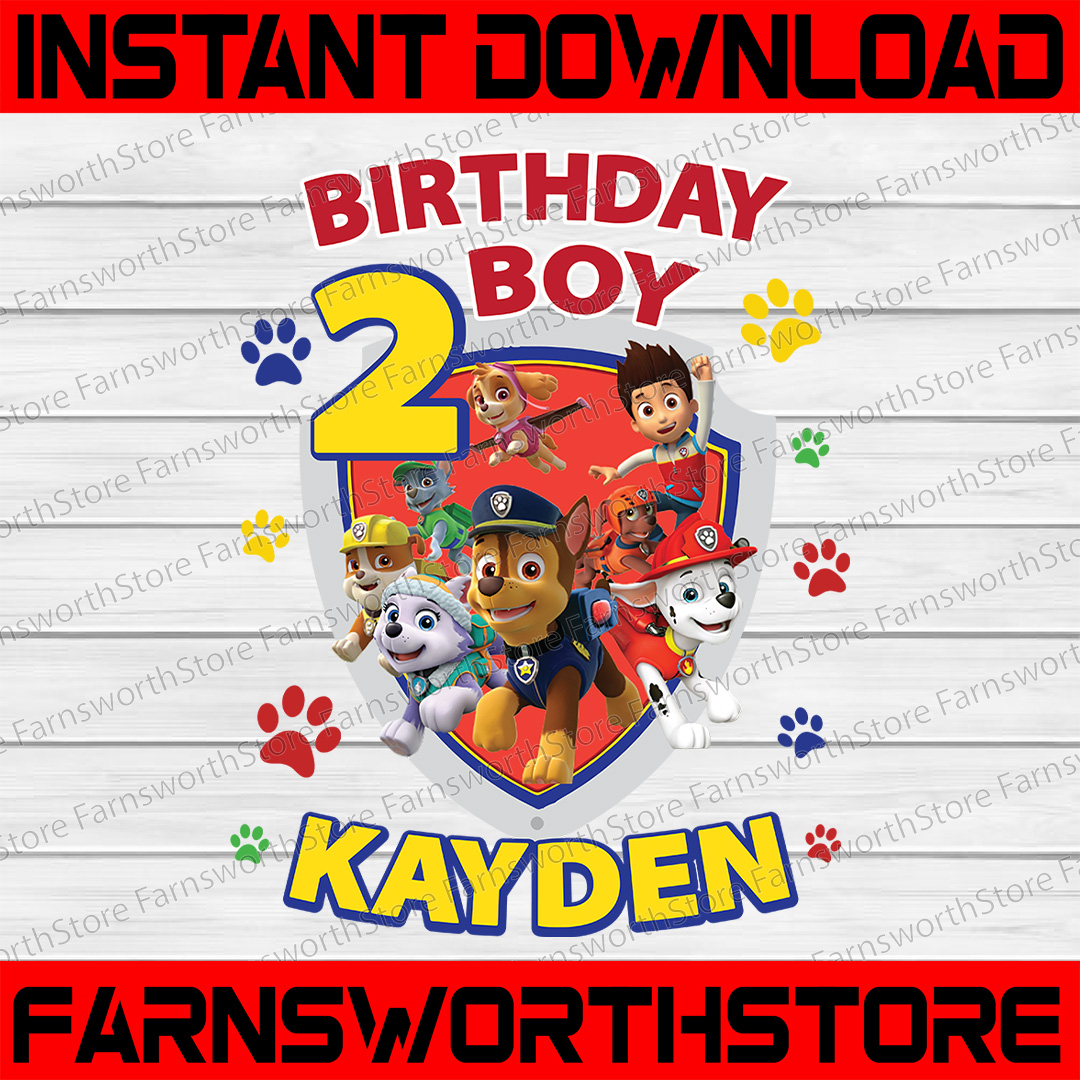 Personalized Name And Ages, Paw Patrol Chase Birthday Png, P | Inspire ...