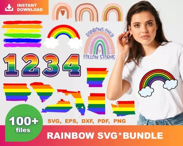 RAINBOW SVG BUNDLE - Mega Bundle svg, png, dxf, Files For Pr - Inspire ...