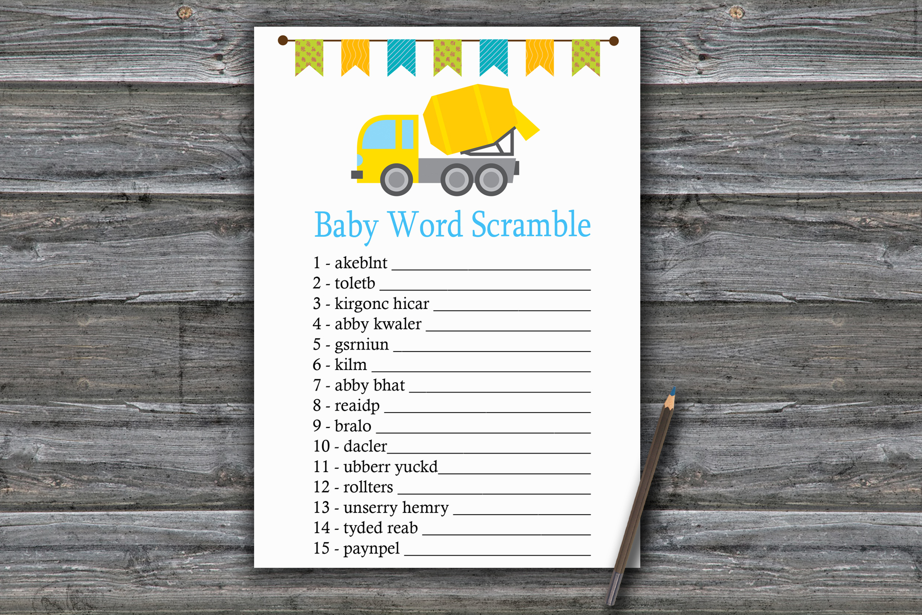 Construction Baby word scramble game card,Concrete mixer Bab | Inspire ...