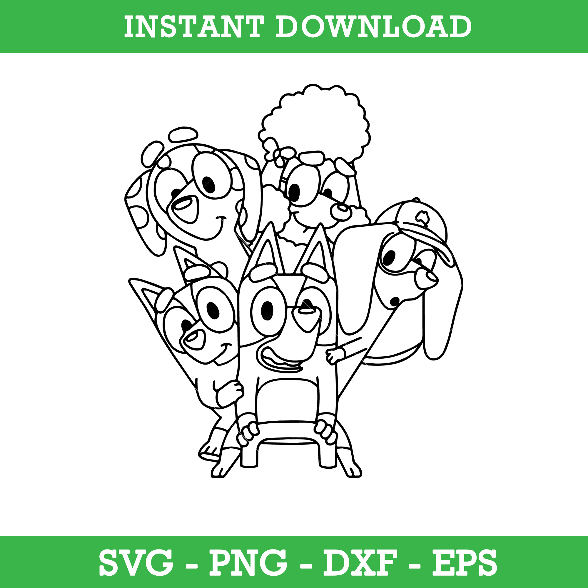 Bluey Heeler Friend Outline Svg, Bluey Svg, Bluey Characters - Inspire ...