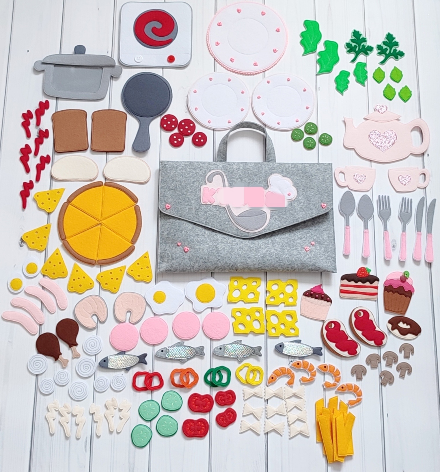 Play Food Set, Felt food breakfast, Kitchen Educational game - Inspire ...