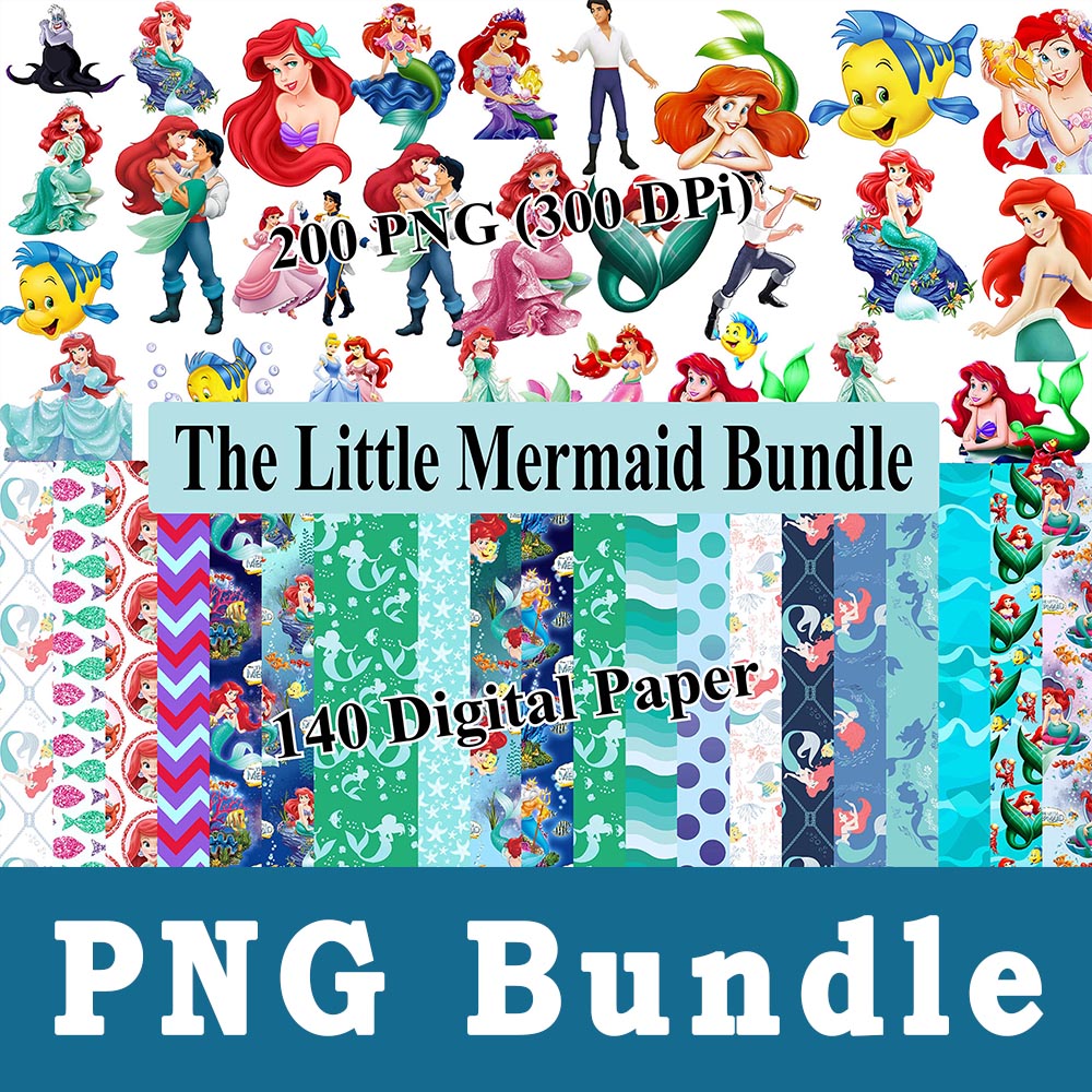The Little Mermaid Png, The Little Mermaid Bundle Png | Inspire Uplift