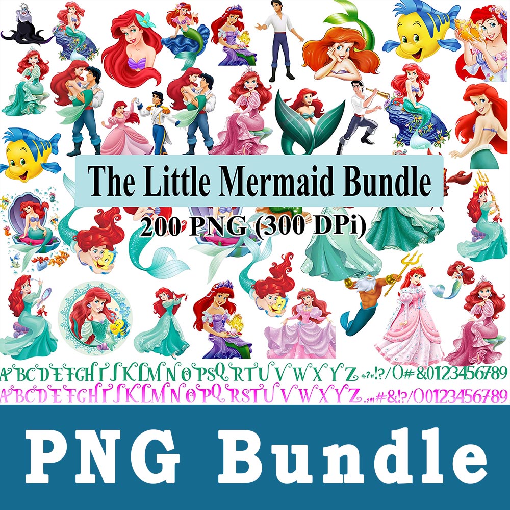 The Little Mermaid Png, The Little Mermaid Bundle Png | Inspire Uplift