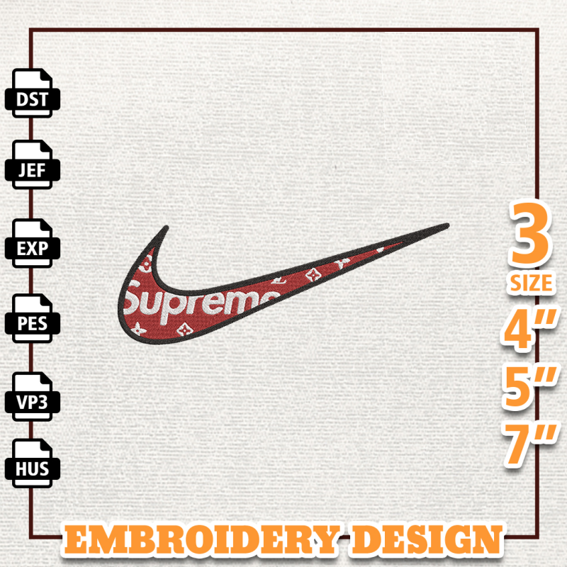 Nike Supreme Embroidery Brand Design Digital Embroidery Digi | Inspire ...