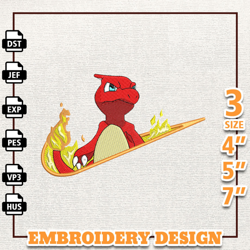 Nike Charizard Anime Embroidery Design Digital Embroidery Di | Inspire ...