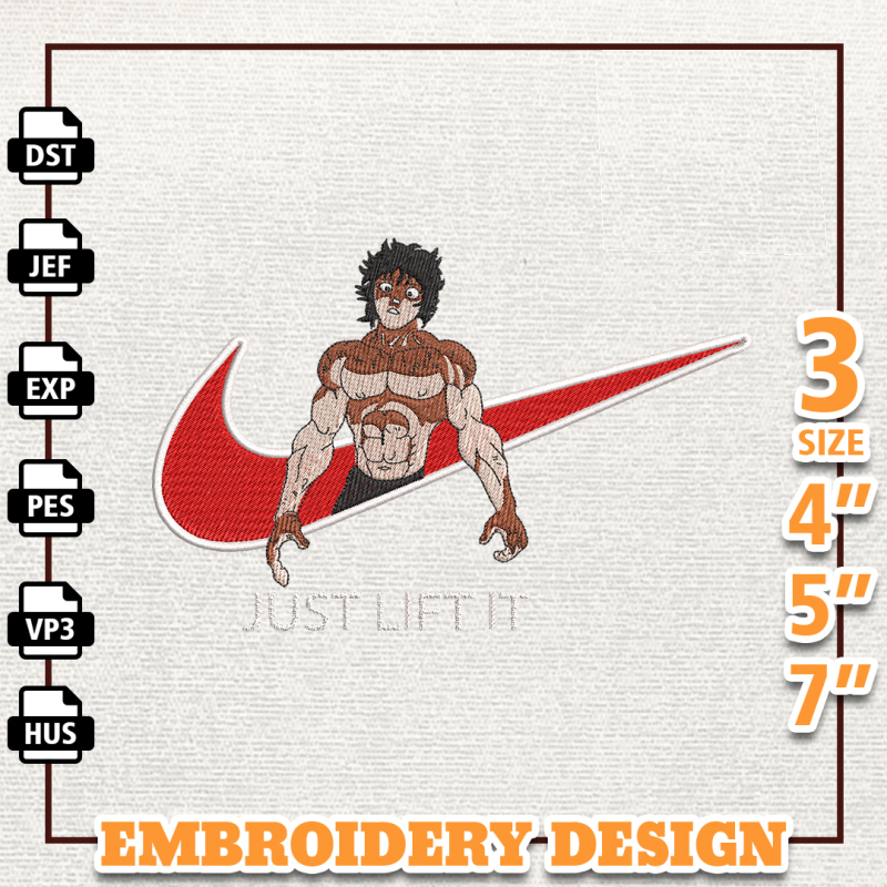 Nike Baki Anime Embroidery Design Digital Embroidery Digitiz | Inspire ...