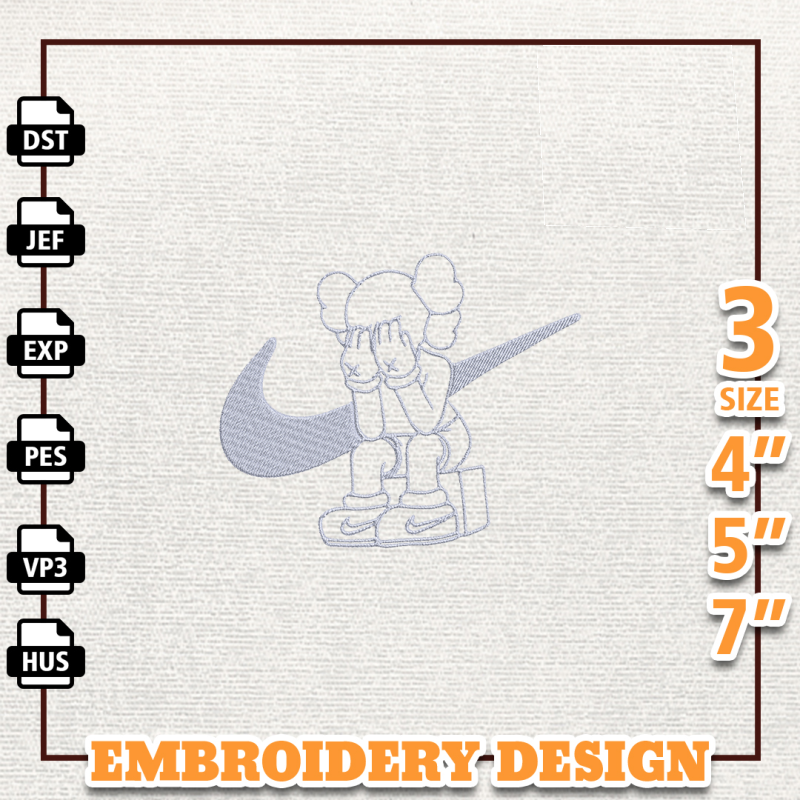 Sad Kaws Embroidery Design Digital Embroidery Digitizer | Inspire Uplift