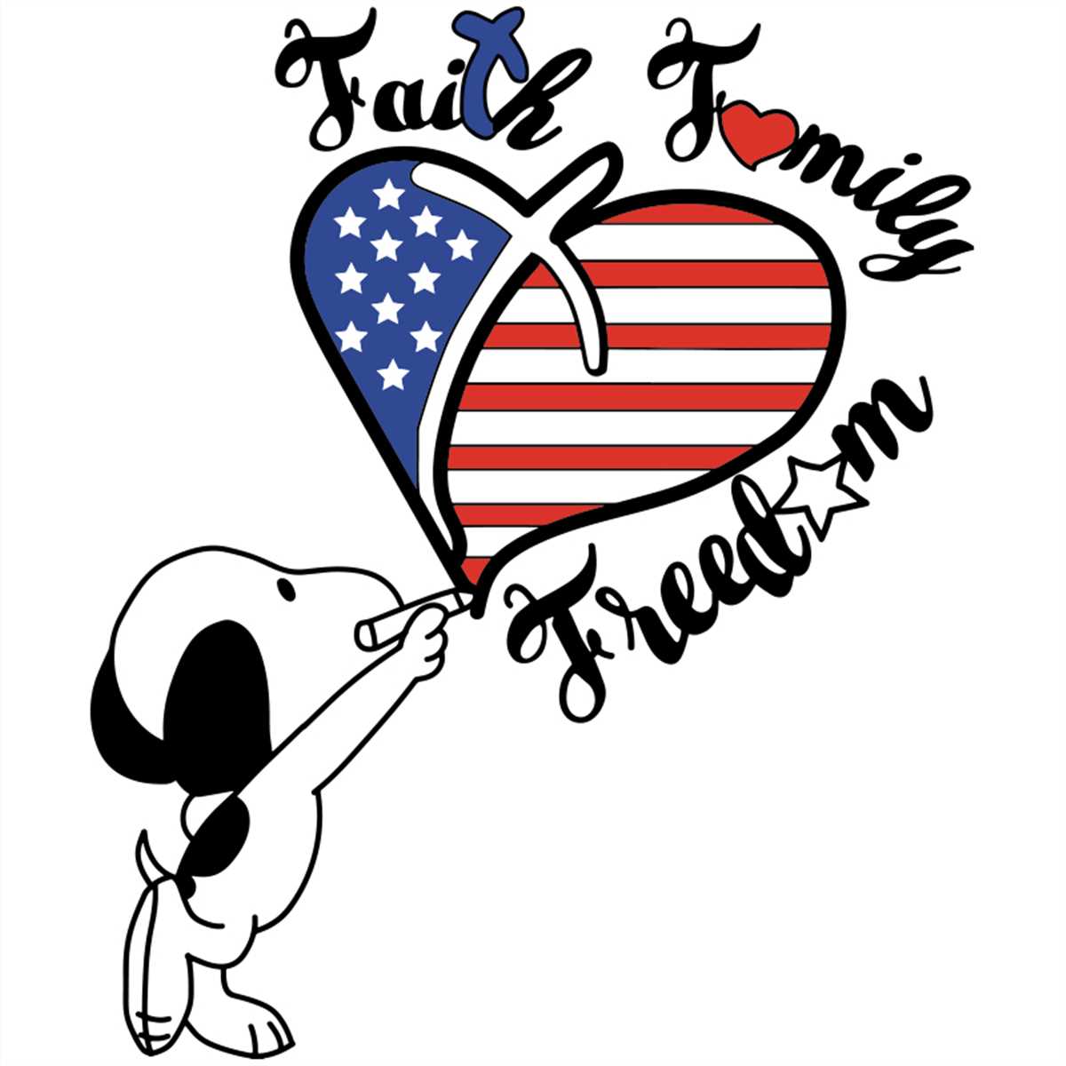 Faith, Family, Freedom, Snoopy US Flag SVG, DXF, EPS, PNG In | Inspire ...