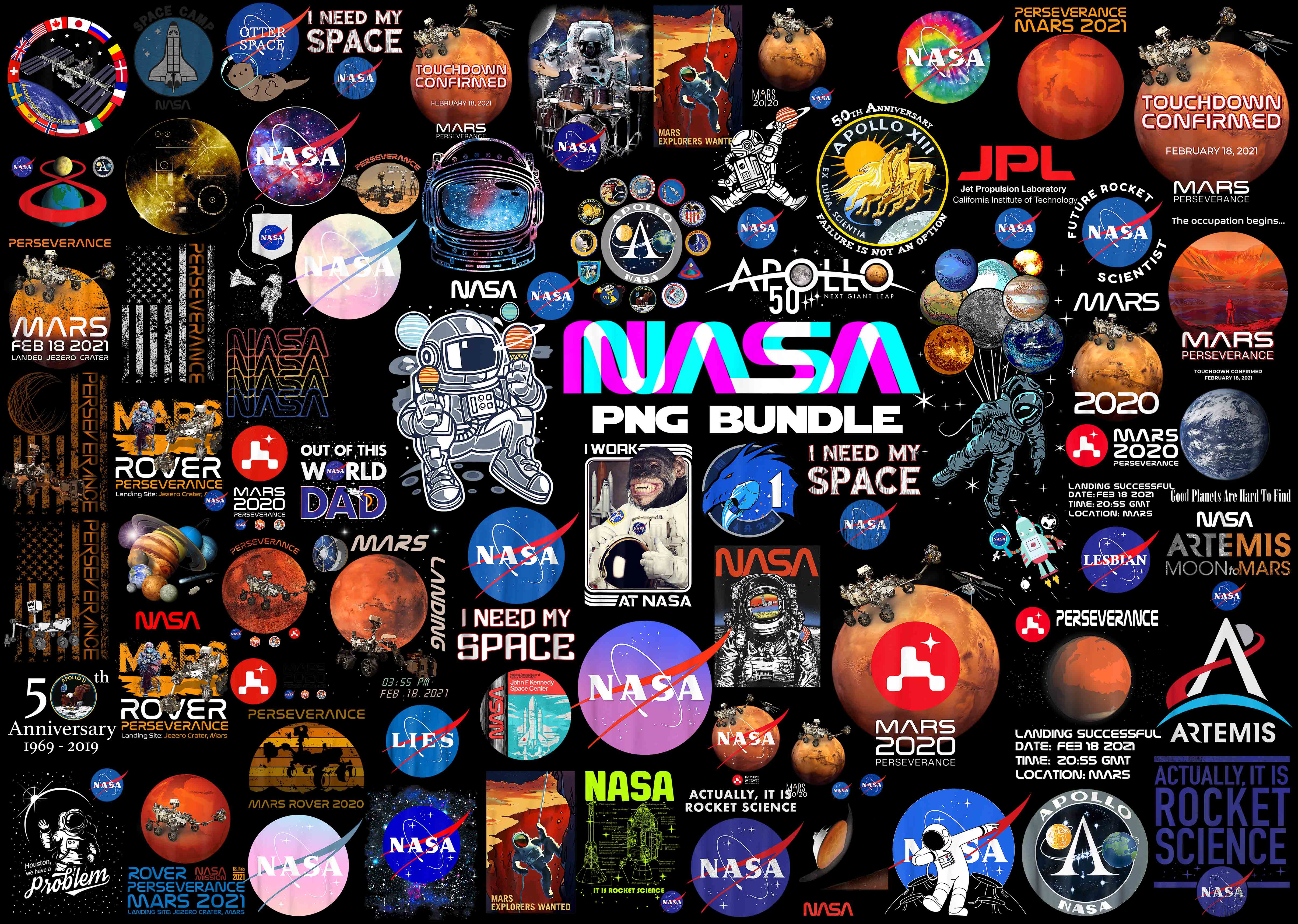 Scientist Nasa PNG Bundle, Digital Png File, I Need My Space - Inspire Uplift