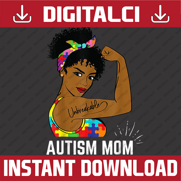 Autism Awareness Strong Mom Afro Mother Black Women PNG Subl | Inspire ...