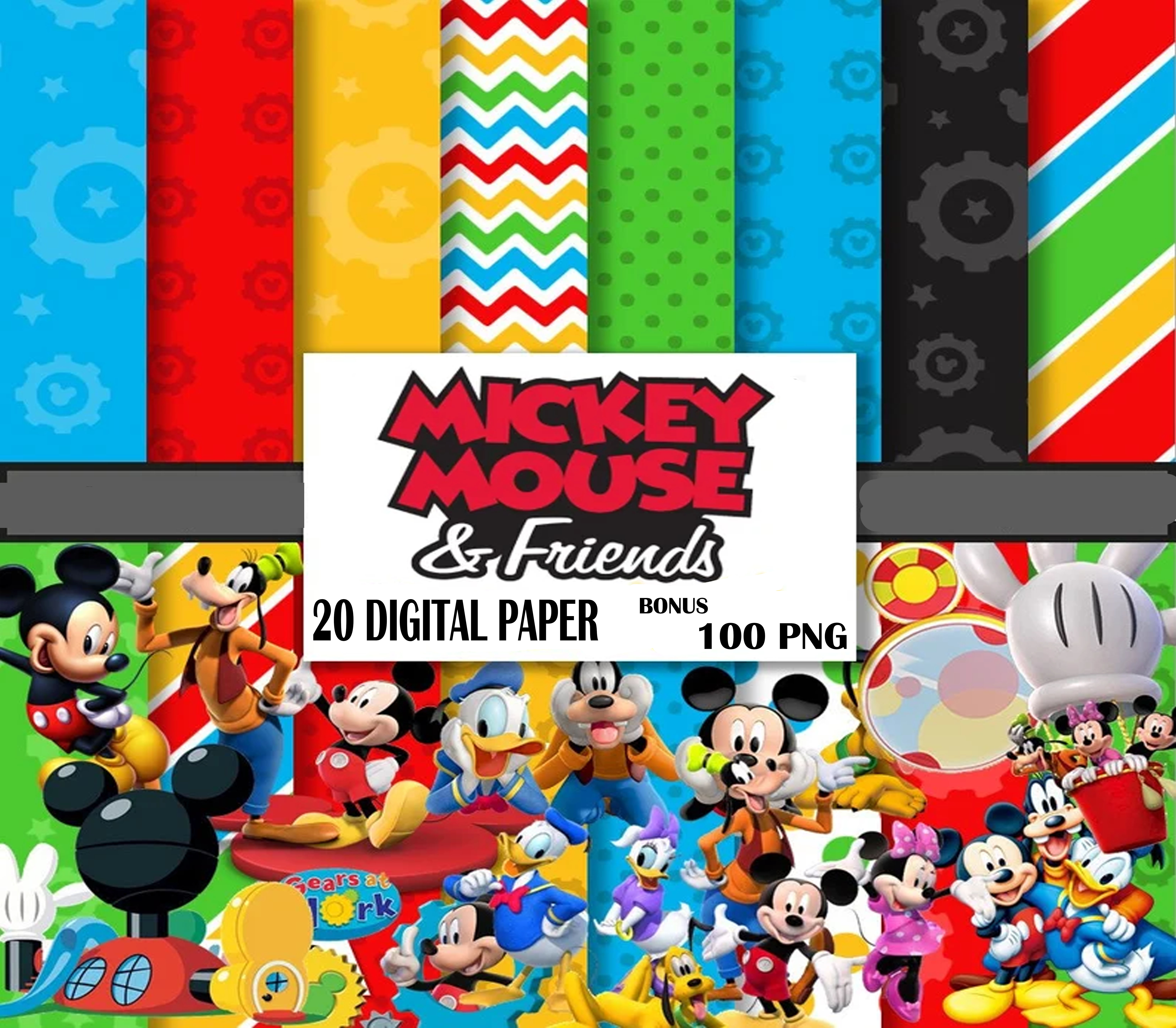 100 Mickey Mouse Clipart, 10 Digital Paper Mickey Mouse Png, | Inspire ...