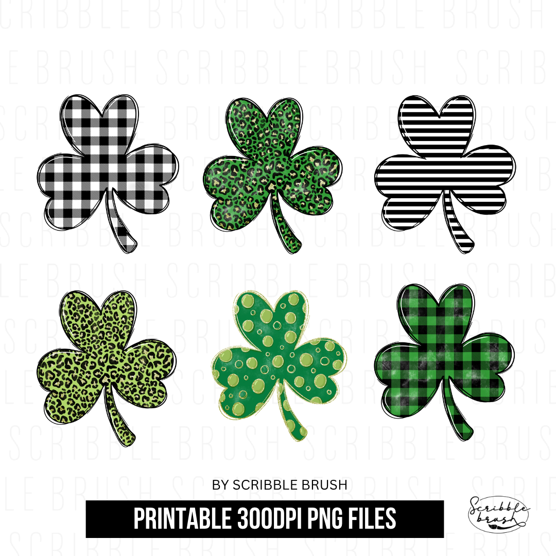 St Patricks Day Shamrock Clover Sublimation PNG Bundle | Inspire Uplift