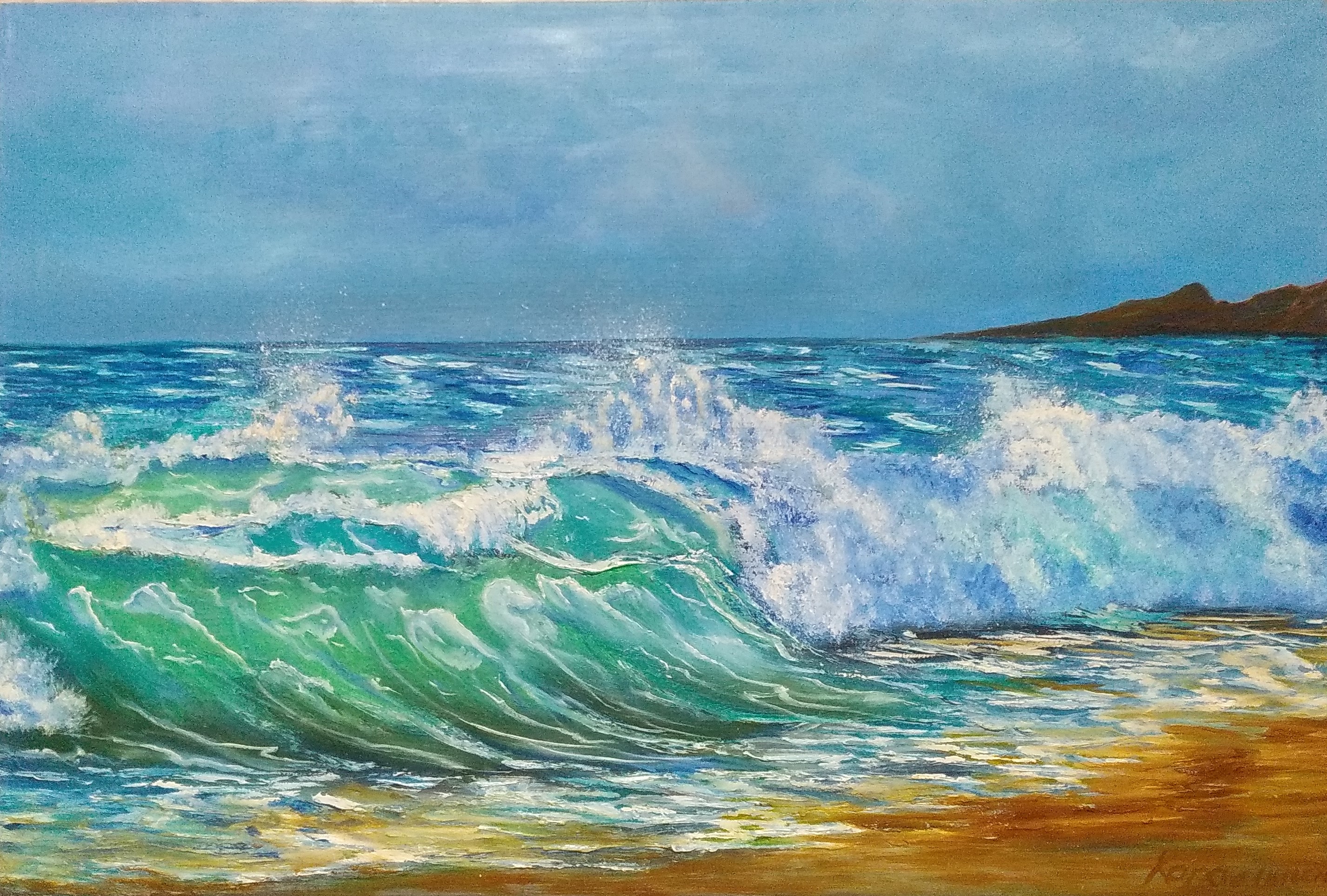 Sea waves art seascape picture 15*23 inch marine oil paintin | Inspire ...
