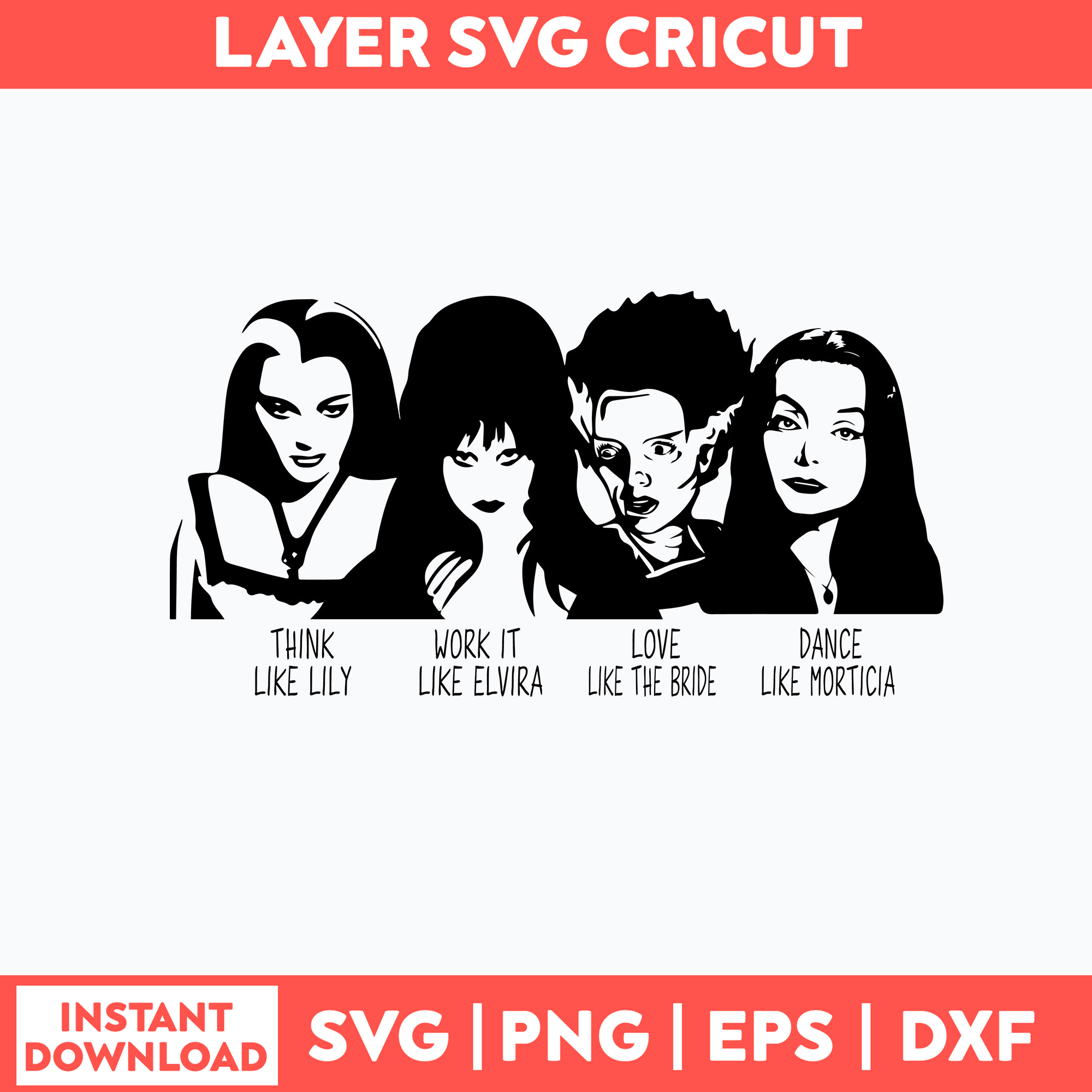 Elvira Lily Munster Morticia Bride of Frankenstein Svg, Ghou | Inspire ...