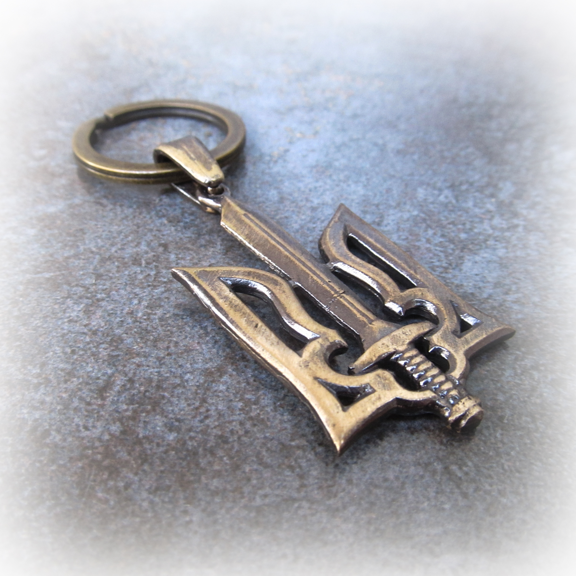 trident with sword brass keychain,handmade ukraine national - Inspire ...