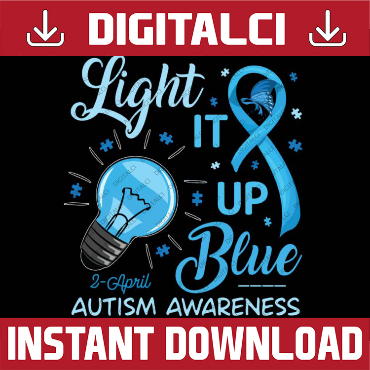 Light It Up Blue Autism Awareness Ribbon Puzzle Piece PNG Su | Inspire ...