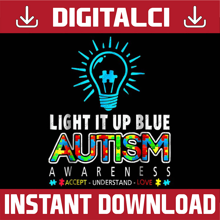 Light It Up Blue Autism Awareness Puzzle Piece Ribbon PNG Su | Inspire ...