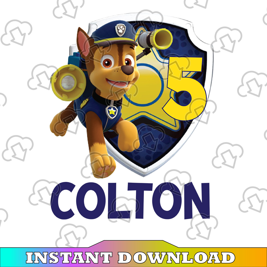 Personalized Name And Ages, Paw Patrol Chase Birthday Png, P | Inspire ...