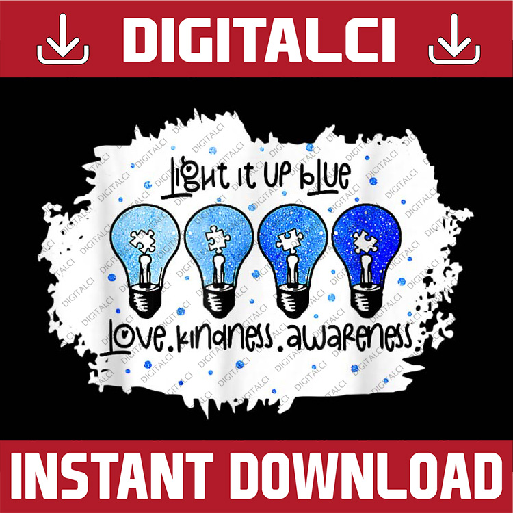 Light It Up Blue Autism Awareness Present Autism Teacher PNG | Inspire ...