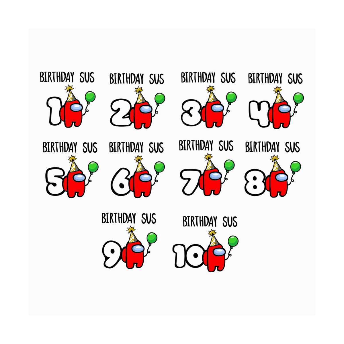 Among Sus Birthday Bundle Svg, Among Us Svg, Among Sus Svg, | Inspire ...