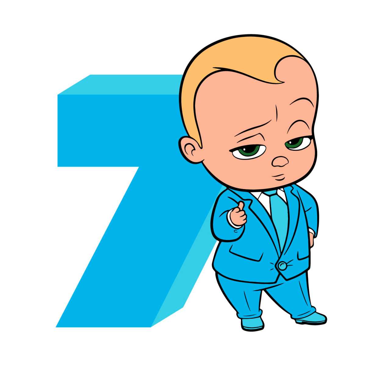 Happy Birthday Cool Boss Baby In Blue Suit Seven Years Old S | Inspire ...