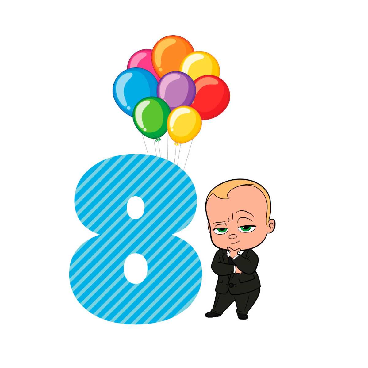 Happy Birthday Balloon Boss Baby In Black Suit Eight Years O - Inspire ...