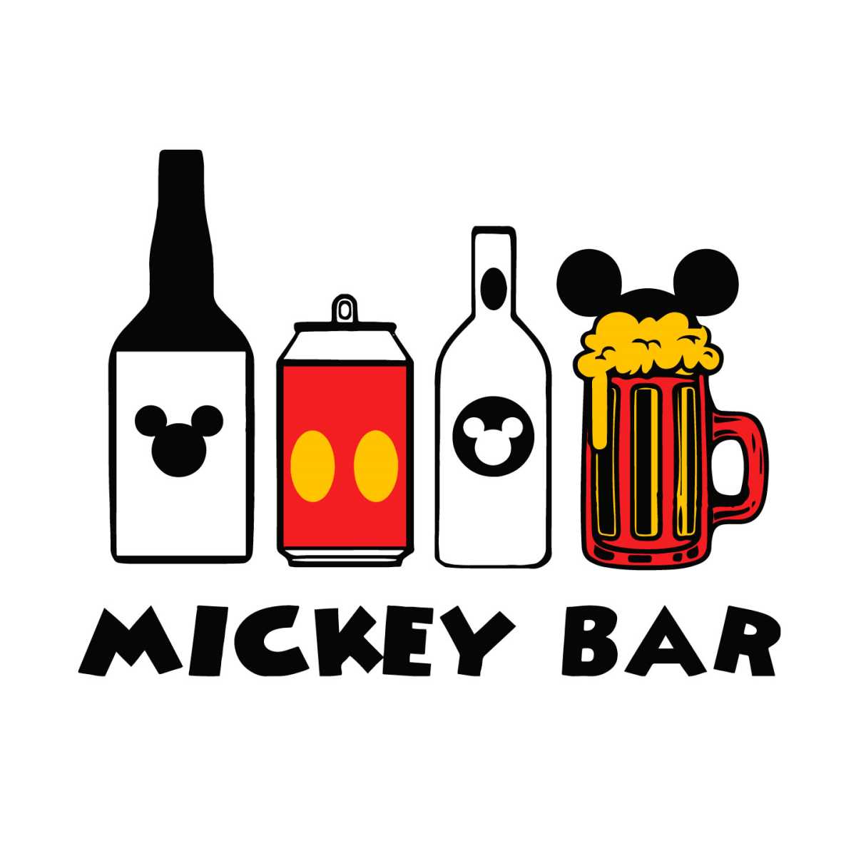 Mickey Bar Svg, Disney Svg, Mickey Mouse Drinking Beer Svg, - Inspire ...