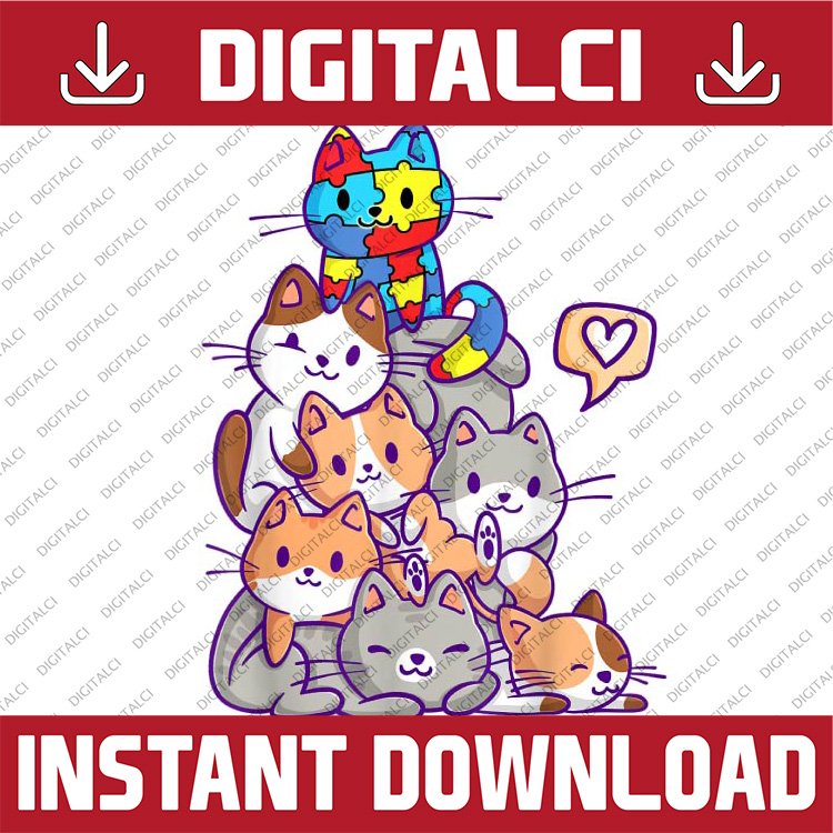 Autism Child Awareness Cute Kawaii Cat Puzzle PNG Sublimatio | Inspire ...