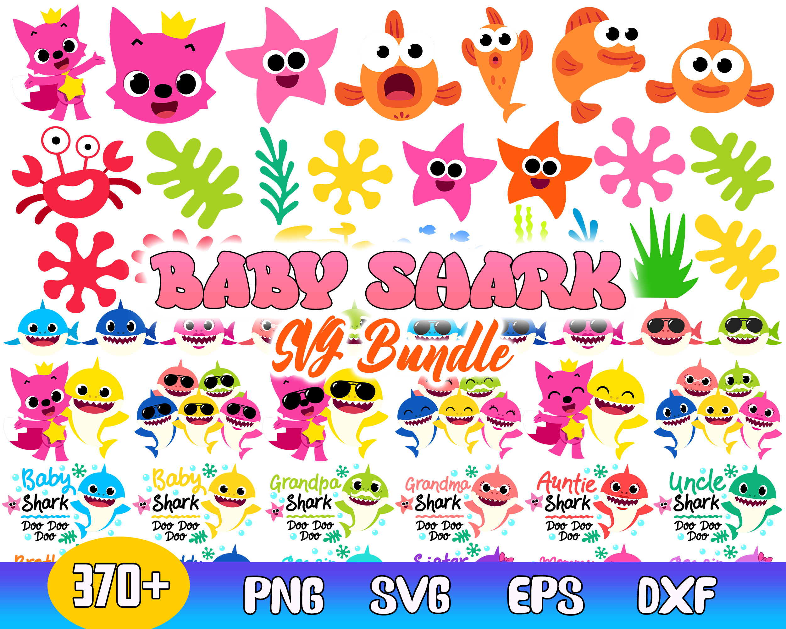 Baby Shark Bundle Svg, Baby Shark Party Svg, Baby Shark Fami - Inspire ...