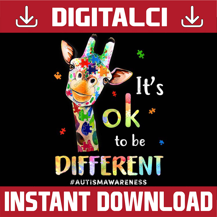 Autism Awareness Cute Giraffe Animal It's Ok To Be Different | Inspire ...