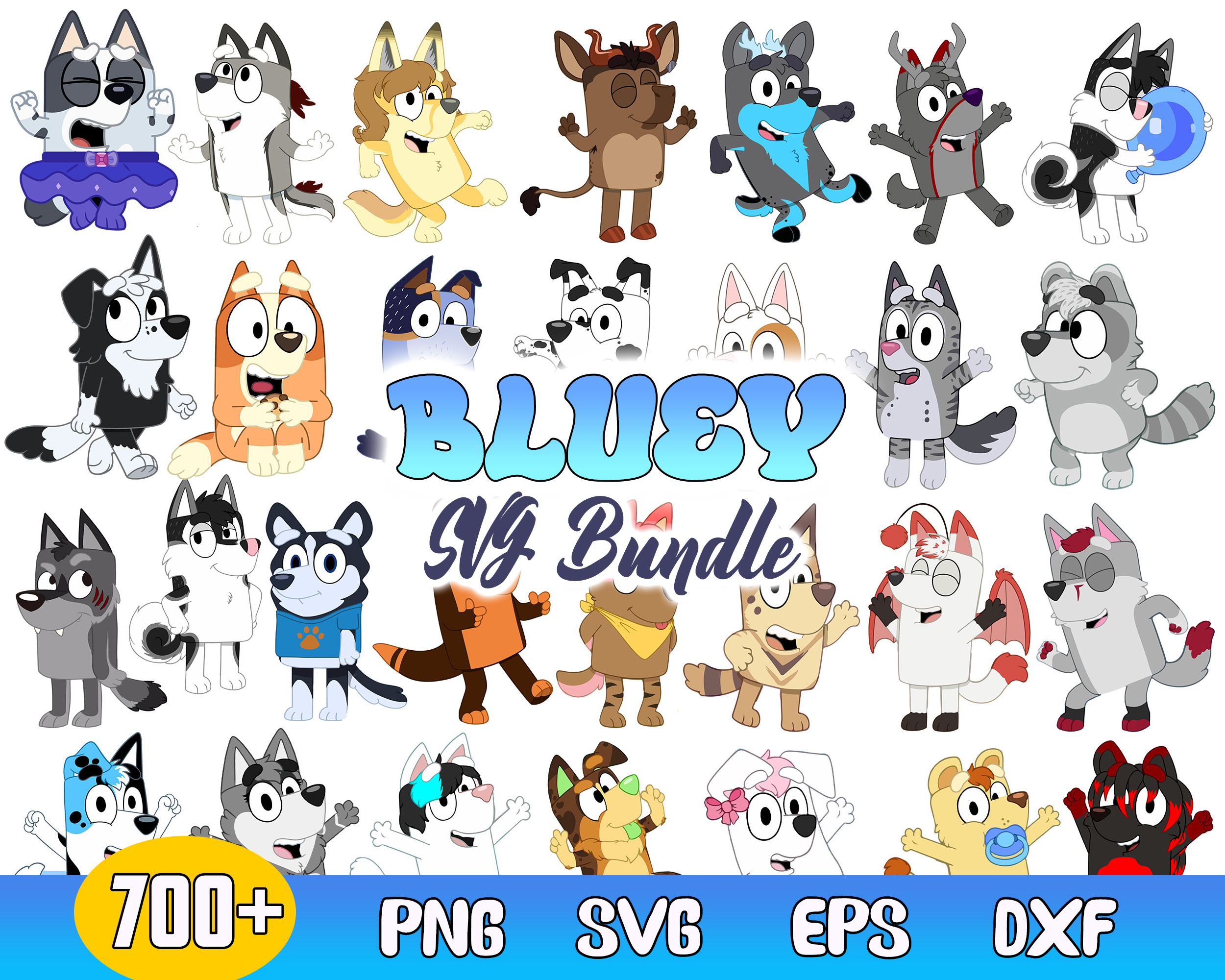 Bluey Heeler Clipart Bundle, Bluey Svg, Bluey Dog Vector, Bl | Inspire ...