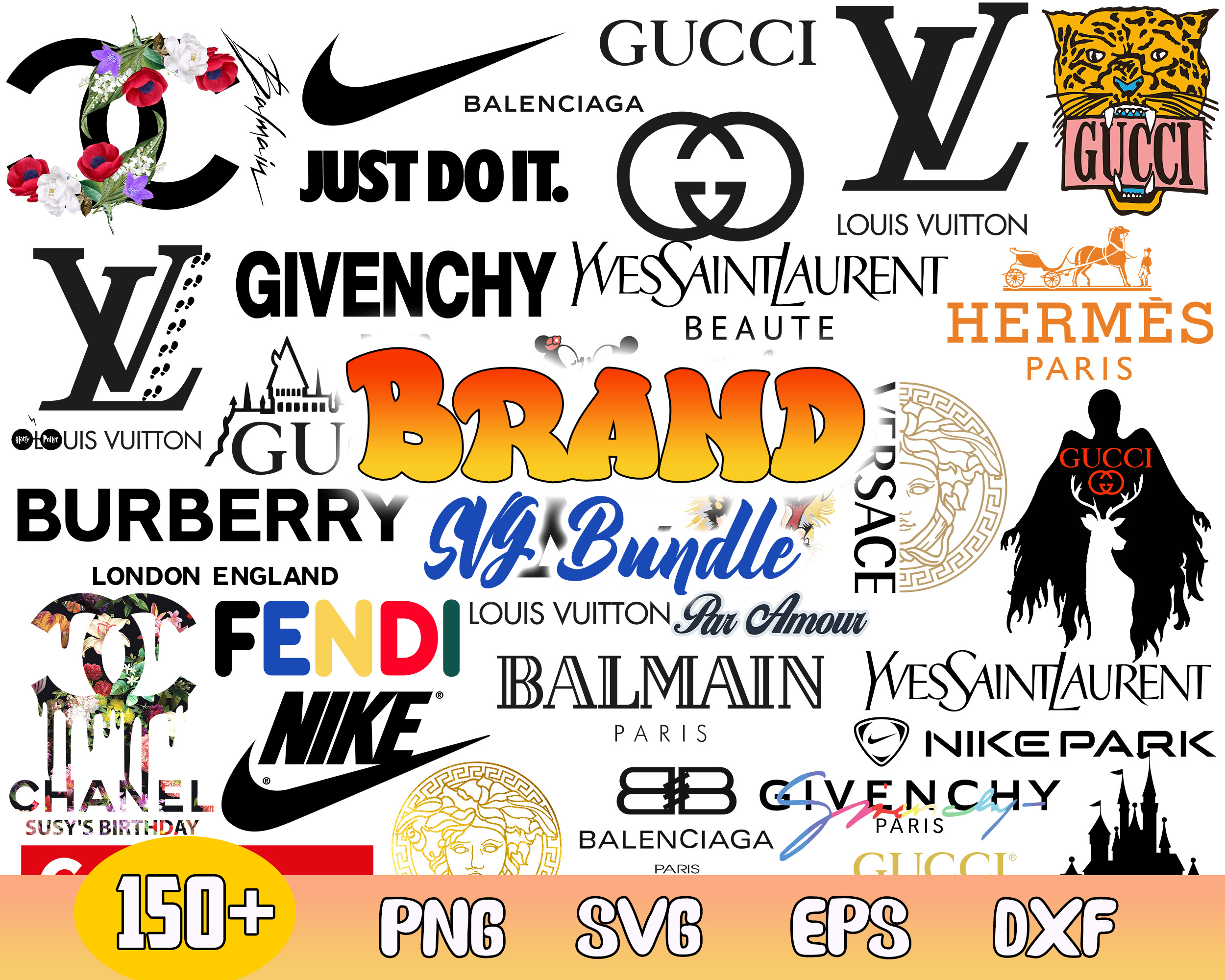 Brand Bundle Svg, Brand Logo Svg, Fashion Brand Svg, Png Dxf | Inspire ...