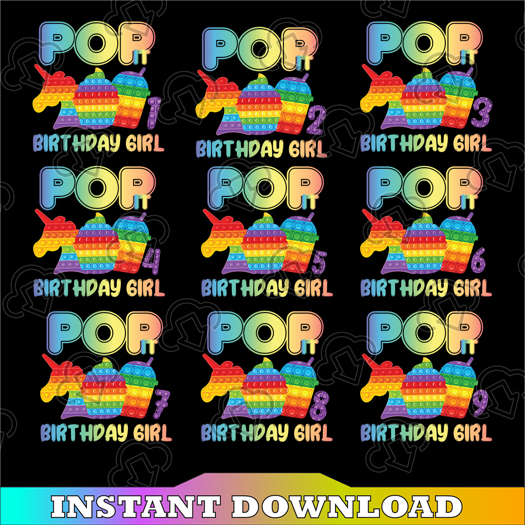 Pop It Birthday Number Png, Pop It Birthday Girl Bundle Png, - Inspire ...