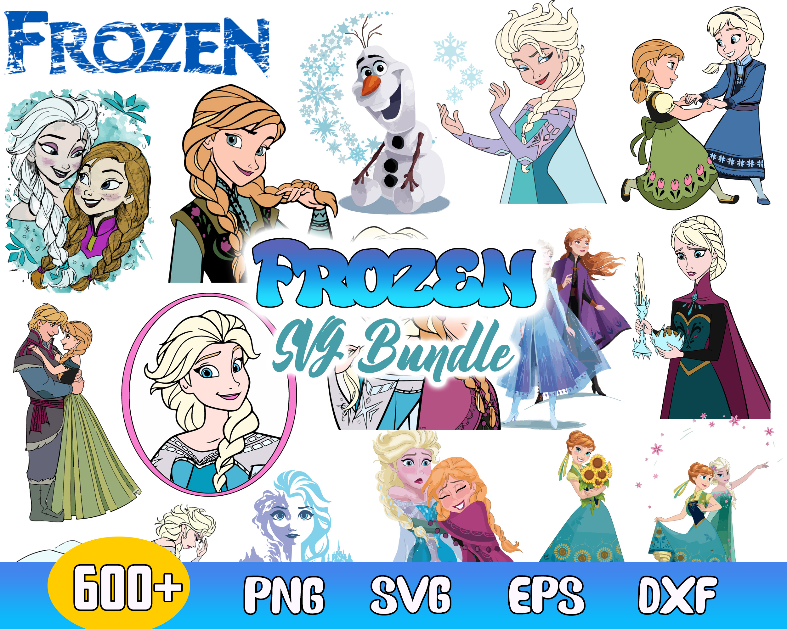 Frozen Mega Bundle Svg, Elsa Svg, Anna Svg, Olaf Svg, Disney | Inspire ...